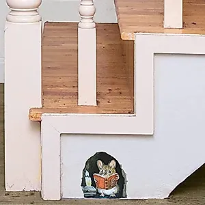 3Pcs 3D Realistic Mouse Wall Stickers, Mouse Reading Book Wall Decals Wall Decor, Removable Wall Art Murals for Living Room Nursery Bedroom Kids Room Home Wall Decorations