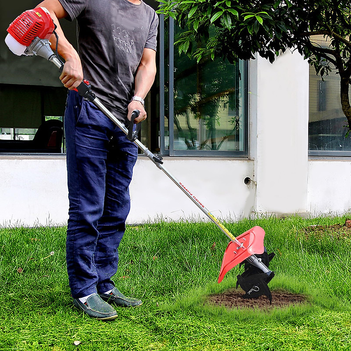 Garden Tiller Cordless,42.7CC 2-Stroke Single-Cylinder Gasoline Engine Rototiller Gas Powered,1.25KW Mini Tiller Cultivator,Cultivated Land Reclamation Tillage Ripper Garden Cultivators for Gardening