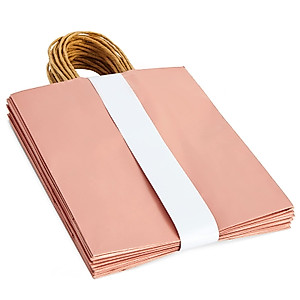 Juvale Medium Blush Pink Gift Bags with Handles for Wedding, Bridal Shower (8 x 10 in, 15 Pack)