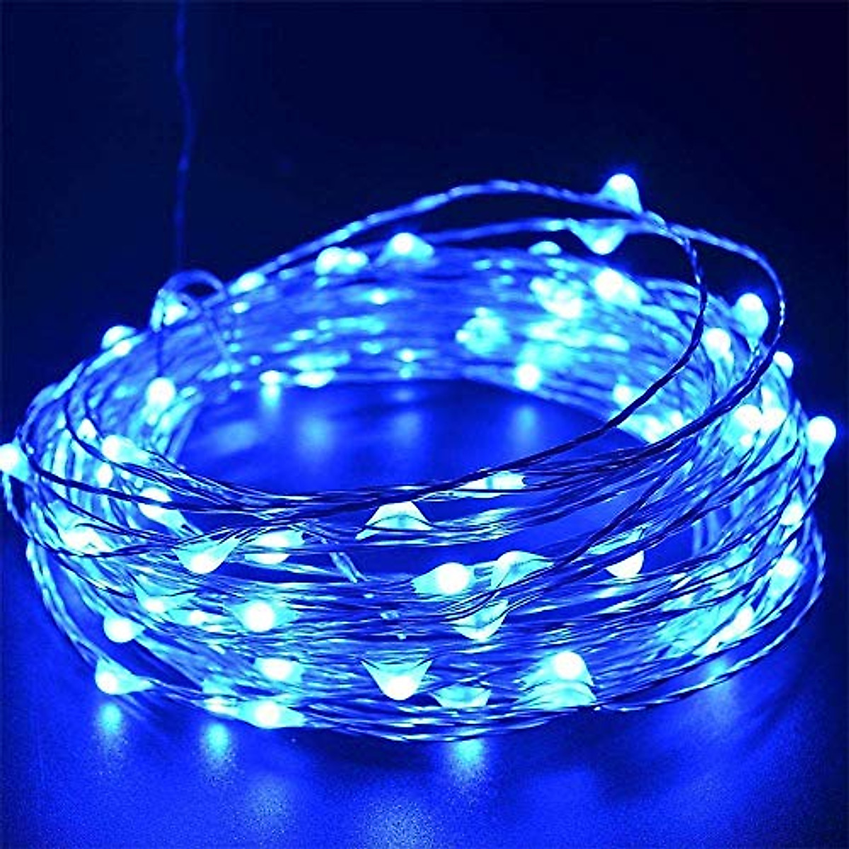 MAOKOT Solar Powered String Lights, 1Pack 72FT 200 LED Blue Solar String Lights, 8Modes Waterproof Outdoor Solar Lights for Gate Yard Garden Christmas Decorations (Blue)