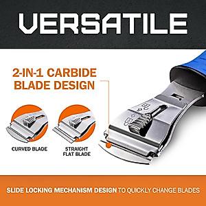 Poplock 12 Piece Super Tungsten Carbide Gasket Scraper Set, Mechanic Tool Set Automotive, Carbide Scraper Blade, 5 PC Each Metal, Plastic Razor Blade Scraper Tool, Scrapper Quick Locking Blade Change