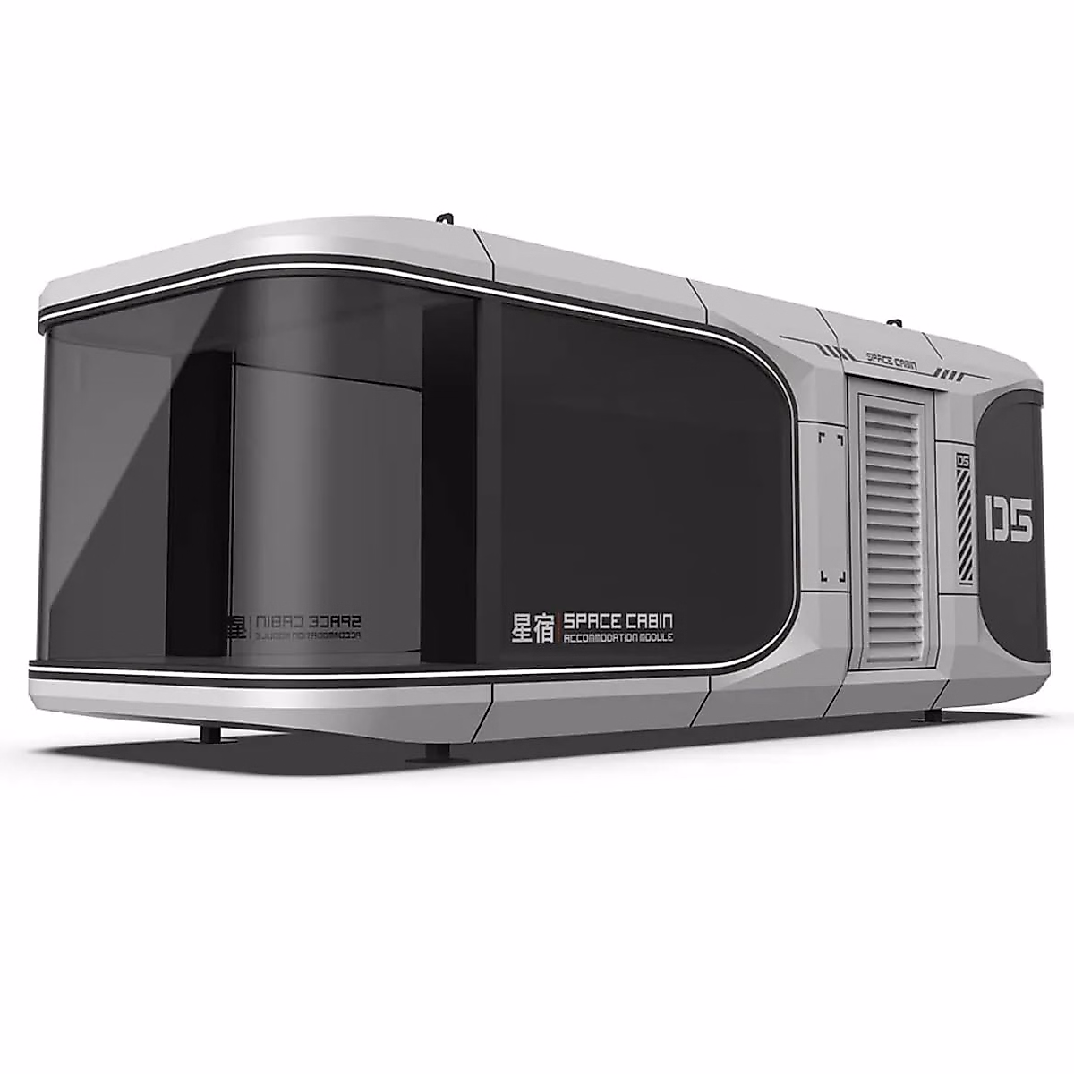 Modern, Portable Living: Prefabricated Mobile Capsule House/Hotel, 30x10.5x10Ft, 315 Sqft. Withstands high Winds, Offers on-The-go Convenience, Full Bathroom Included.