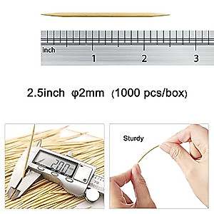 BLUE TOP Wood Bamboo Individually Cello Wrapped Toothpicks 2.5Inch Pack 1000 High-class Appetizer Picks Sturdy Food Pick for Appetizers Cocktails Fruit Olive picks.