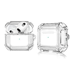 Clear Case for Airpods 3 2021 3rd Generation Case Cover for Women Men Premium Skin Silicone Full Protective Case Cover for Airpod 3 Gen with Keychain, Clear