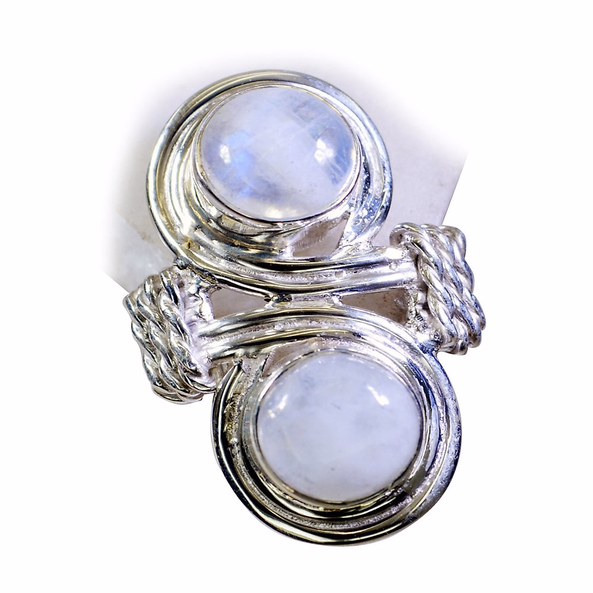 55Carat Genuine Rainbow Moonstone Silver Ring for Women Astrological Handmade US 4,5,6,7,8,9,10,11,12
