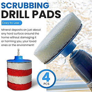 Tub and Tile Refinishing Kit | Scrubbing Drill Pads | Clean Tile and Grout, Shower Doors, Fiberglass, Sinks | Baseboard Cleaner Tool