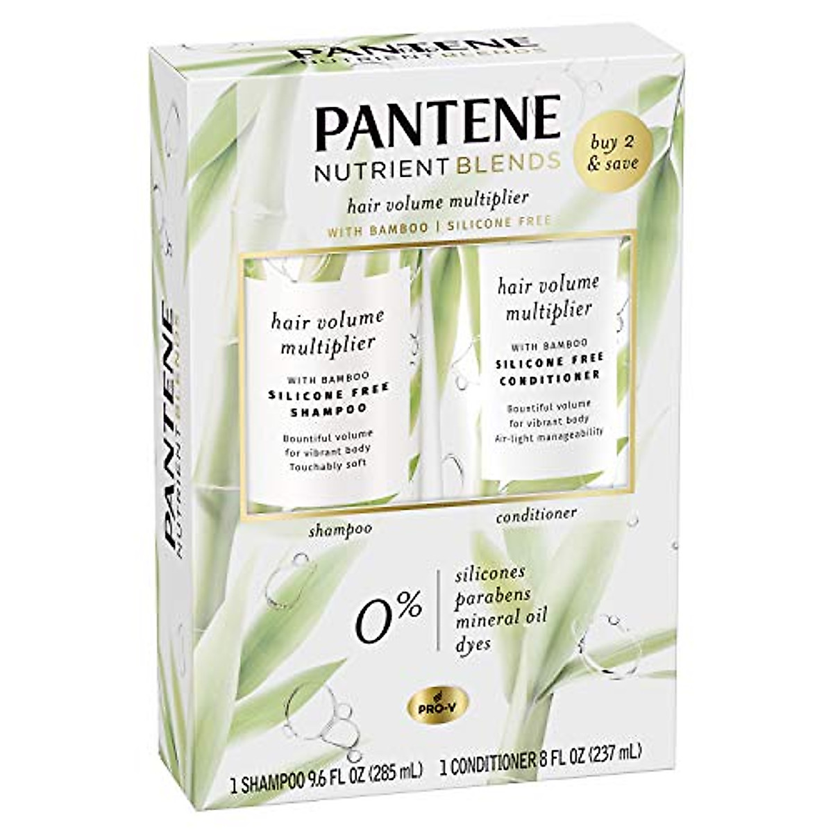 Pantene Nutrient Blends Hair Volume Multiplier with Bamboo Shampoo and Conditioner Dual Pack For Fine Hair