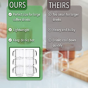 BTaT- Small Stackable Espresso Cups, Demitasse Cups, Set of 6 (2.0 oz, 60 ml), Glass Coffee Mugs, Double Wall Glass Cups, Clear Coffee Cup, Tea Glass, Espresso Glass, Mother's Day Gift