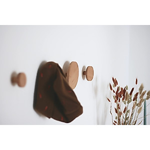 anaan Bubble Coat Hooks Wood Round Wall Hook Wooden Wall Mounted Hangers Clothes Scarf Hat Bag Towel Decoration Design Modern (Set of 4 Beech)