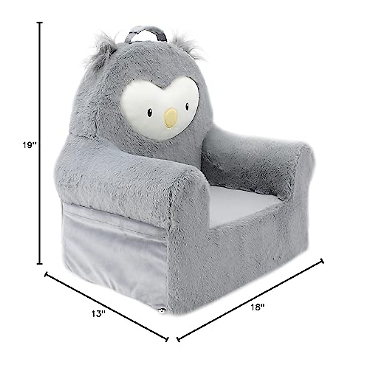 Soft Landing Grey Sweet Seats | Premium Character Chair with Carrying Handle & Side Pockets Owl