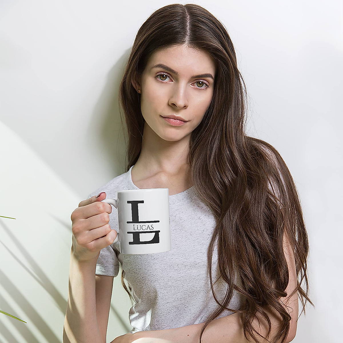 Personalized Monogram Coffee Mug, Initial Letter K Customized for Women Men Girls Boys Dads Moms Friends, Taza de Café Personalizada Con Monograma Letra Inicial White Mug Letter K 15oz