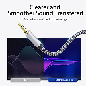 MORELECS Aux Cord 2Pack, 3.5mm Audio Cable Nylon Braided Aux Cable 4ft, 3.5mm Male to Male AUX Cord for Car, Headphones, Home Stereos, Speaker