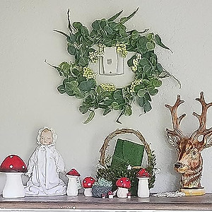 DiliComing Fall-Wreath Eucalyptus Front Door-Wreath - 20 Inch Year Round Artificial Door Wreath, All Season Wreath Clearance for Farmhouse, Wall and Window Decoration