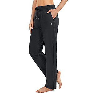 SANTINY Women's Cotton Sweatpants Yoga Lounge Casual Pants Open Bottom Sweat Pants for Women with Pockets (Black_L)