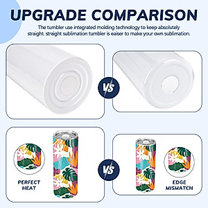 D·S 12 Pack Sublimation Tumblers 20 oz Bulk Skinny Straight Flat Bottom Blank Tumbler Cups with Individual Gift Boxed for Heat Transfer DIY Craft