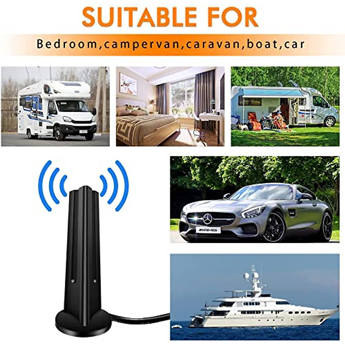 TV Antenna, 2022 Newest HDTV Indoor Digital TV Antenna 130 Miles Range with Amplifier Signal Booster 4K HD Free Local Channels Support All Television -10ft High Performance Coax Cable