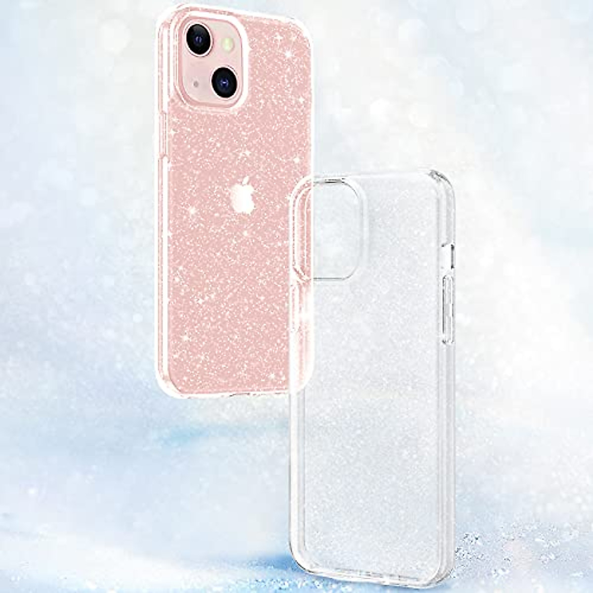 JJGoo Compatible with iPhone 13 Case, Clear Glitter Soft TPU Shockproof Protective Bumper Cover, Sparkle Bling Sparkly Cute Slim Women Girls Phone Case for iPhone 13, 6.1inch