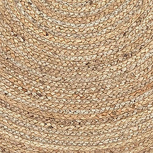 Devik Decor Braided Boho Natural Jute Reversible Collection 3 x 3ft Handmade Round Area Rug for Farmhouse Living Room Bedroom Kitchen and Outdoor Decorative Mate (3FT_Round (36 Inches X 36 Inches))