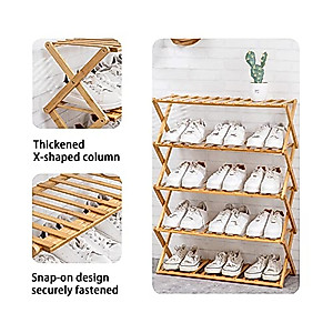 Five-Layer Shoe Rack Foldable Bamboo Shoe Rack No Installation Multifunctional Freestanding Shoe Rack Storage Rack For Doorway, Hallway, Closet, Living room, Bedroom Storage Organizer