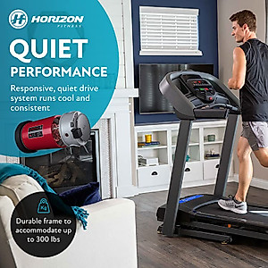 Horizon Fitness T101 Foldable Treadmill for Running and Walking with Bluetooth Connectivity, Incline, 300+ lbs Weight Capacity, Running Machine for Home Exercise