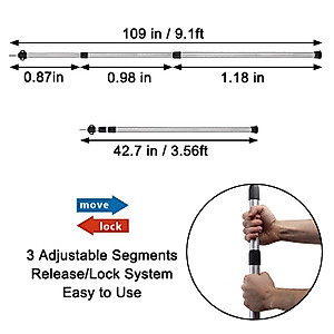 Sunnyglade 2 Pcs Adjustable Tarp Poles, Silver , Telescoping Aluminum Rods Portable Awning Poles for Camping,Backpacking,Hiking(Set of 2)