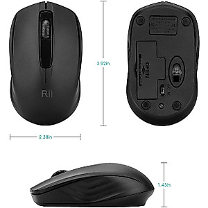 Rii Wireless Mouse, 2.4G Portable Computer Mice for PC, Laptop, Windows,Office Included Wireless USB dongle (Black)