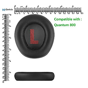 Geekria QuickFit Protein Leather Replacement Ear Pads for JBL Quantum 800 Wireless Headphones Ear Cushions, Headset Earpads, Ear Cups Repair Parts (Black)