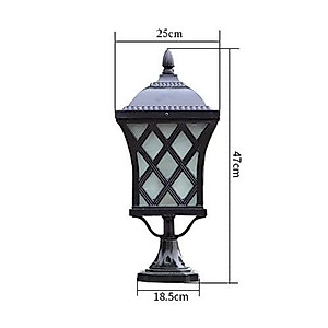 MODEBHD European Antique Retro Glass Column Lamp Victoria Lantern Aluminum Outdoor Waterproof Table Lamp Lawn Lamp Street Post Light E27 Decoration Illumination Landscape Villa Garden Bollard Lamps