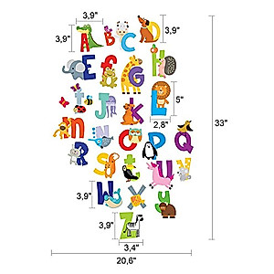 ABC Stickers Alphabet Decals - Animal Alphabet Wall Decals - Classroom Wall Decals - ABC Wall Decals - Wall Letters Stickers - Wall Stickers for Kids ABC Letters - [Gift Included]!