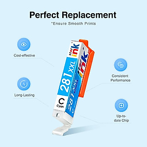 starink Compatible Ink Cartridge Replacement for Canon 280 281 XXL PGI-280XXL CLI-281XXL for Pixma TR8520 TR8620 TS6220 TS6320 TR7520 TS6120 TS9120 TS8120 TS8320 Printer, 5 Packs( PGBK Black C M Y)