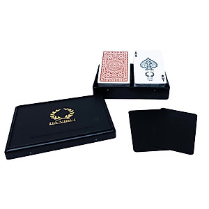 DA VINCI Palermo, Italian 100% Plastic Playing Cards, 2 Deck Set with Hard Shell Case and 2 Cut Cards (Bridge Size Regular Index)