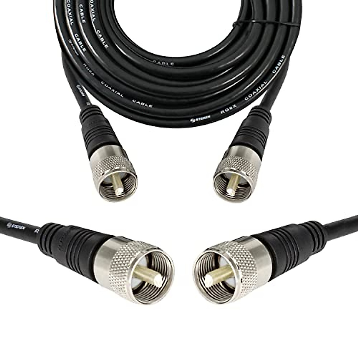 Coax Cable - Coaxial Cable Connector - 6ft Antenna Cable - Coax Connector - Coax Cable Connector - RG8X Coaxial Cable - UHF Antenna Cable - Male To Male Cable - RG8X Coax - 1.8 Meters - STEREN 205-706
