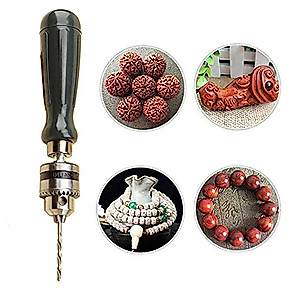 YAGSUW Hand Drill Bits Set 7 in 1 Manual Tool Pin Vises with Chuck Key & 5pcs Twist Drill Bits for Wood, Jewelry, Delicate Manual Work, Electronic Assembling and Model Making, DIY Drilling