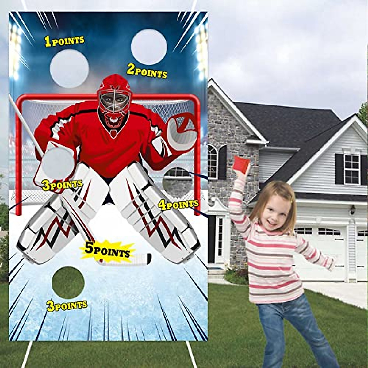 Ice Hockey Toss Games Decorations Banner Backdrop Background Hockey Theme Decor for Indoor Outdoor Hockey Fans Man Boy Birthday Party Baby Shower Photo Studio Booth Props Flag Supplies Favors