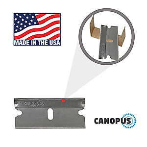 CANOPUS Single Edge Industrial Razor Blades, Safety Straight Edge Razor, 100% Made in USA, Box & Carton Cutter Replacement Blades, Glass and Paint Scraper Razor Blades (10 Pieces)