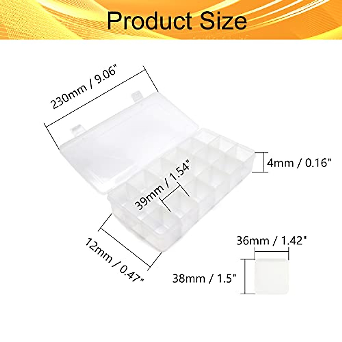 Heyiarbeit Plastic Organizer Container Storage Box Adjustable Divider Removable Grid Compartment, Premium Small Parts Organization(24 grids, Clear x 1)