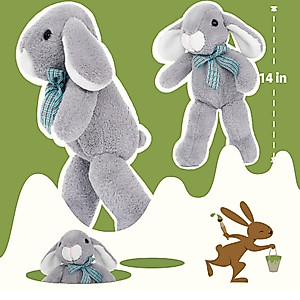 BENINY Easter Bunny Stuffed Animal in 3 Colors, Cute Stuffed Bunny Rabbit Plush Toys Gift for Girls Kids,14 Inches (Grey/White/Pink)