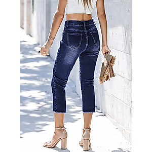 Sidefeel Womens High Waisted Jeans Trendy 2025 Stretchy Casual Straight Leg Denim Pants Blue Size 14