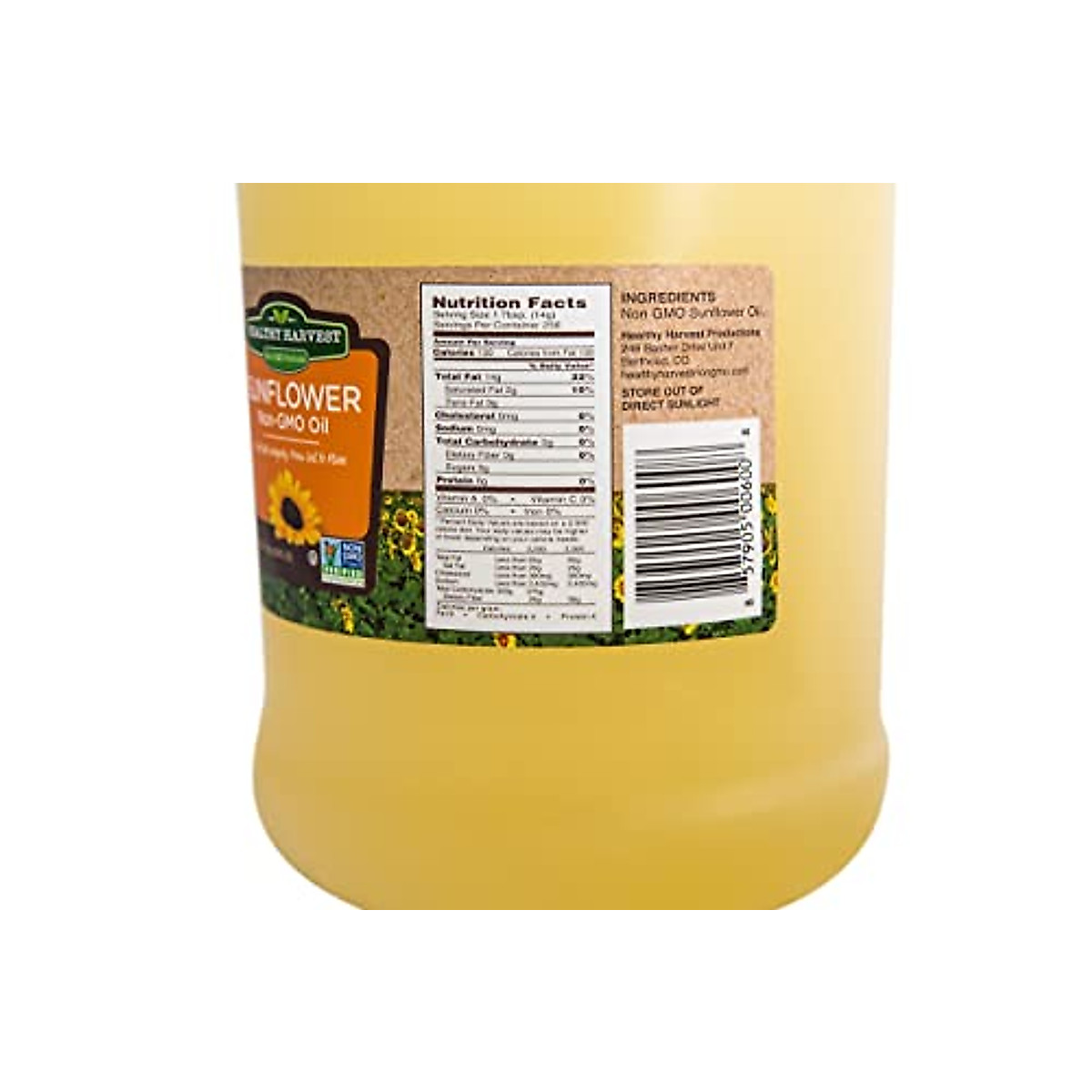 Healthy Harvest Non-GMO Sunflower Oil - Healthy Cooking Oil for Cooking, Baking, Frying & More - Naturally Processed to Retain Natural Antioxidants (One Gallon)
