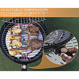 Homewell Electric BBQ Grill for Indoor & Outdoor Grilling with Warming Rack - Portable Patio Grill 1600 Watts (Red)