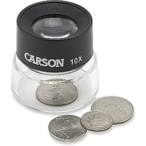 Carson LumiLoupe 10X Power Stand Magnifier (LL-10), Black/Clear
