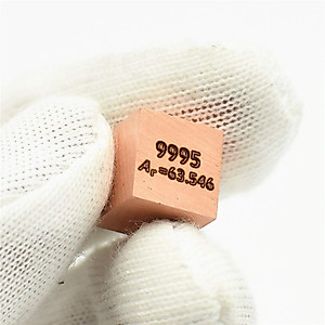 Copper Cube Cu 99.95% Element Cube Pure 10mm Density Cube for Element Collection Periodic Table Hunter, and More (0.39", Copper)