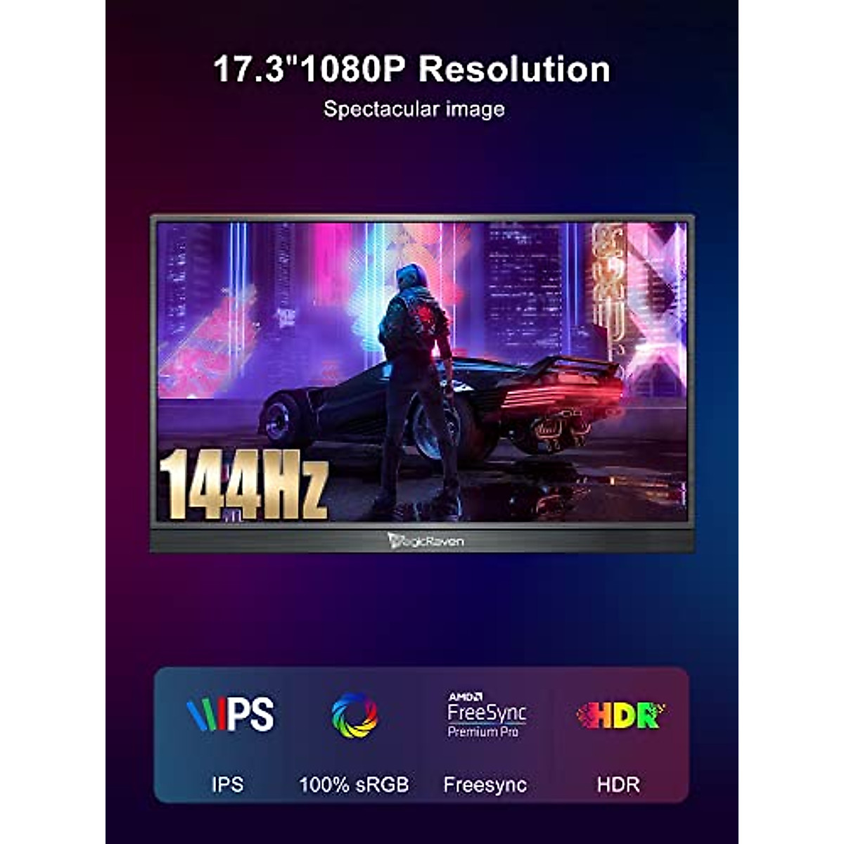 144HZ Portable Gaming Monitor, 17.3" 1080P Laptop Monitor, Dual USB C HDMI Second Computer Screen, VESA Gaming Display with Speakers, Travel Monitor for PS4/5 Xbox Switch MAC PC Phone