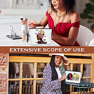 Roowest 4 Pcs African American Makeup Bag Black Women Cosmetics Bag Inspirational Gifts Travel Zippered Toiletry Bag Canvas Makeup Pouch Reusable Multi Purpose Organizer for Women Lady