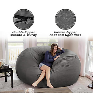 HOWSEESNOW 6FT Giant Bean Bag Chair Cover - Soft Fluffy Dutch Velvet Bean Bag Bed (No Filling, Cover Only), Comfy 6FT Bean Bag Cover, Oversized Lazy Sofa Cover