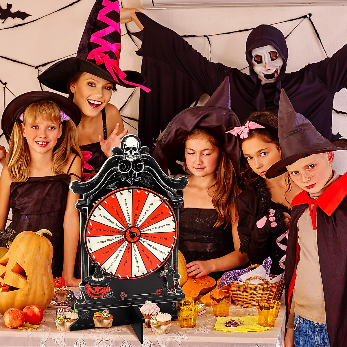 Poen Halloween Games for Adults Fortune Wheel Board Game Halloween Party Game Spinner Wheel Fortune Decor for Adults Carnival Party Game Casino Tabletop Supplies