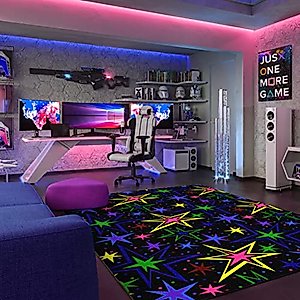 Joy Carpets Fluorescent Kapow 4' x 6' Area Rug