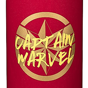 The Marvels: Captain Marvel Stainless Steel Travel Bottle, 18oz - Insulated Thermos To-go Bottle for Coffee, Water and More - Great Avengers Movie Gift for Kids, Teens and Adults