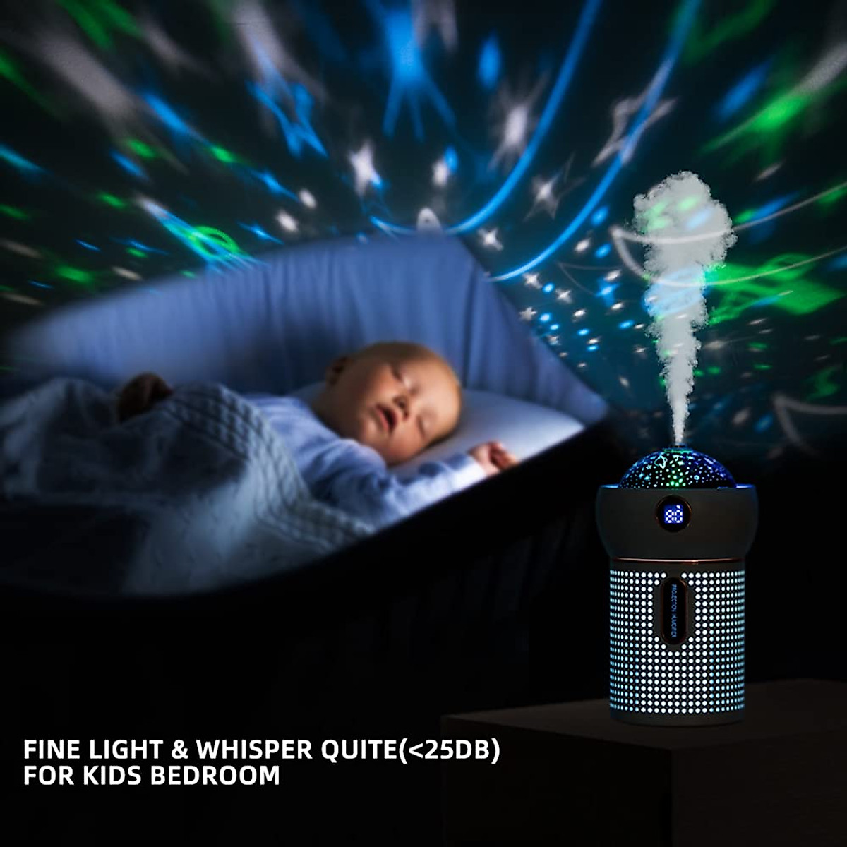 SHUYUNI Humidifiers for Kids & Baby Bedroom, 630ml Portable Cool Mist Humidifiers, 360° Rotation Projector, 6-Color Starry Night Light, Whisper-Quiet, Waterless Auto-Off, BPA Free, Christmas Gift
