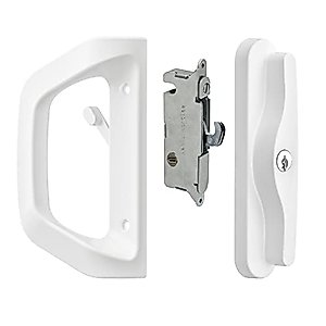EASILOK Sliding Glass Door Lock, Patio Door Handle Set with Key Cylinder & Mortise Lock Patio Door Lock Replacement Convertible Fits Door Thickness from 1-1/2" to 2-4/25",3-15/16''Screw Hole Spacing